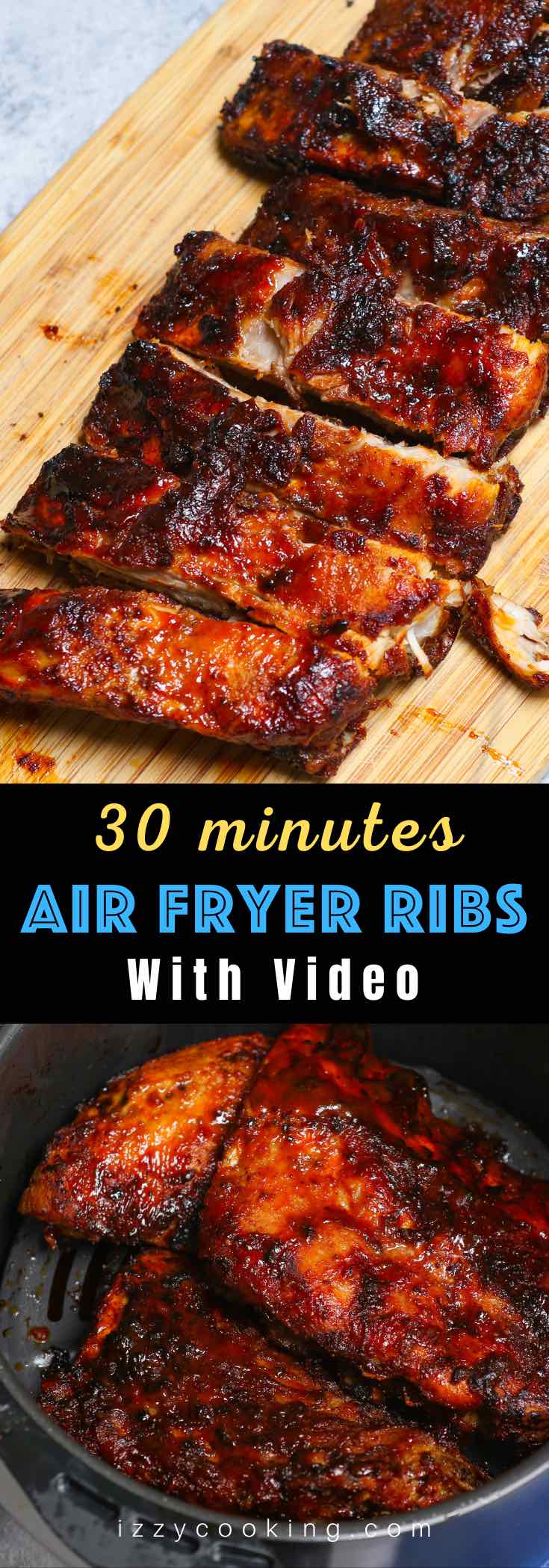 30 Minutes Tender Air Fryer Ribs with Barbecue Sauce