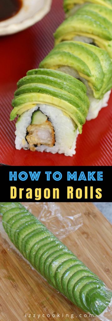 Dragon Roll Sushi (Shrimp Tempura Roll with Avocado Topping)