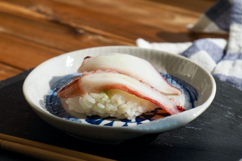 Octopus Sushi (Japanese Tako Nigiri Recipe) - IzzyCooking