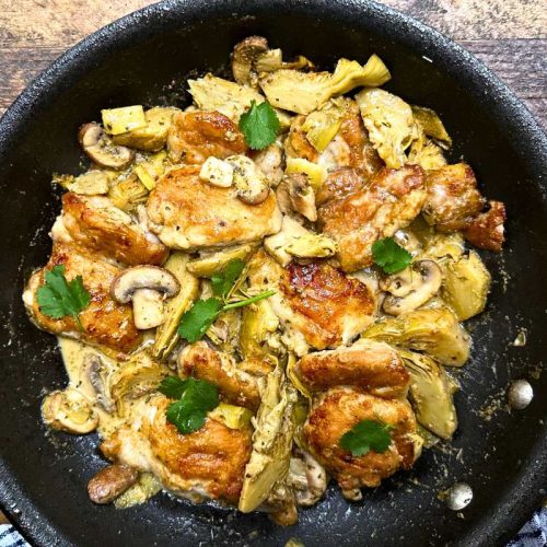 Creamy Chicken Jerusalem with Mushroom and Artichoke (30 Minutes!)