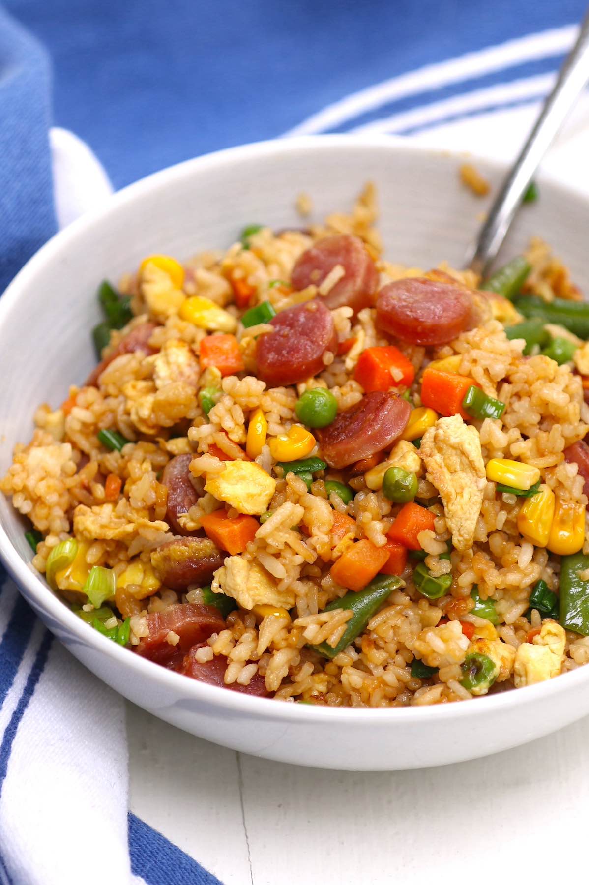 Chinese Sausage Fried Rice - IzzyCooking